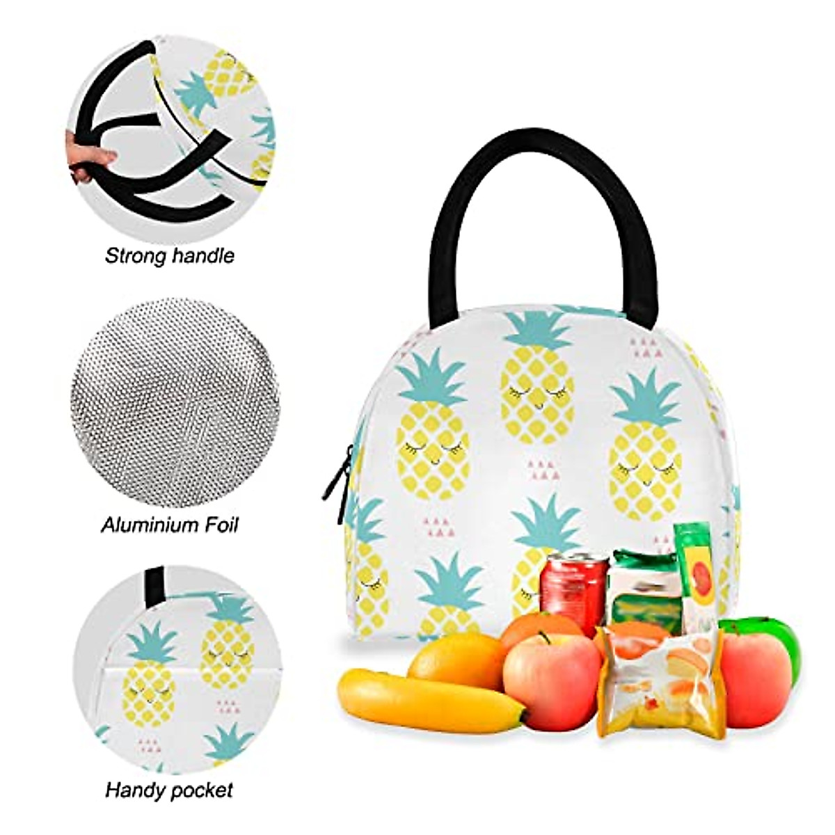 Kigai Cute Pineapple Backpack for Boys Girls School Travel Back Pack Lightweight Durable Bookbag with Lunch Bag