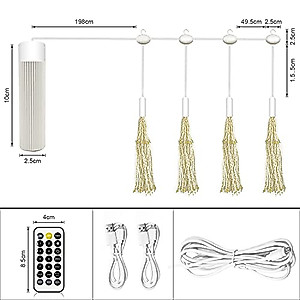Firework Lights - MUSUNIA 120 LED Copper Wire Starburst Light, with Rechargeable Power Bank, 8 Remote Control Modes, 4 Piece Set of Christmas Party Garden Decoration