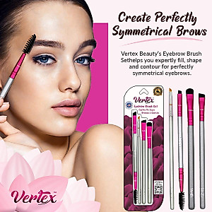 Eyebrow Brush Kit Thin Angled - Eye Brow Concealer Contour Brush to Shape and Conceal Eyes Duo Spoolie Brushes Firm Bristles Definer for Filling Pomade Gel | Defining Arches Winged Eyeliner Stencil