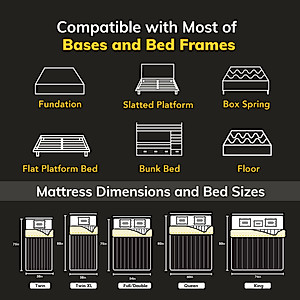 EGOHOME 12 Inch King Mattress, Copper Gel Cooling Memory Foam Mattress for Back Pain Relief,Therapeutic Double Mattress Bed in a Box, Made in USA, CertiPUR-US Certified, 76x80x12 Black