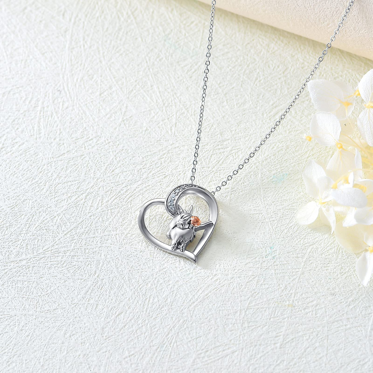 YAFEINI Highland Cow Necklace Sterling Silver Cow Pendant Charm Jewelry Gifts for Women