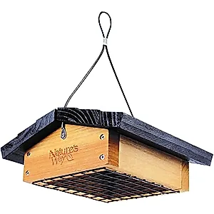 Nature's Way Bird Products CWF2 Cedar wood Suet Upside-Down Bird Feeder, 8.5"L x 8.5"W x 4.13"H, Black