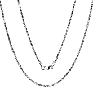 Nuragold 10k White Gold 1.8mm Rope Chain Diamond Cut Pendant Necklace, Womens Mens Jewelry 14" 16" 18" 20" 22" 24" 26" 28" 30"