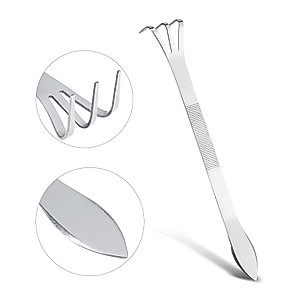 Gardening Rake, 3-Prong Stainless Steel Loosen Soil Root Rake, Gardening Soil Farming Bonsai Tree Tools with Ergonomic Handle