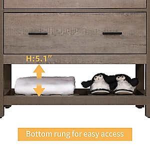 wonline 36’’ Bathroom Vanity with Sink Freestanding Cabinet Set Design Resin Basin Undermount Sink with Mirror Chrome Faucet P-Trap Drain Modern Bathroom Sink Cabinet Brown Powder Room