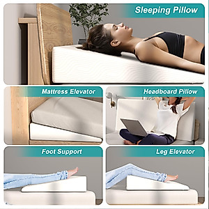 TOLEAD Bed Inclined Wedge Pillow, 7.5 Inch Incline Mattress Topper, Wedge Mattress Elevator for Anti-snoring, King