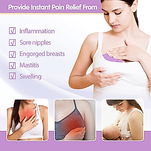 NEWGO Breast Ice Pack for Breast Surgery, 2 Pack Nipple Ice Packs Breastfeeding Ice Packs Reusable for Nursing Mother, Hot Cold Therapy Breast Gel Pack with Washable Cover(Purple)