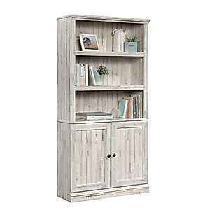 Sauder Miscellaneous Storage Bookcase/ Book Shelf With Doors, White Plank finish