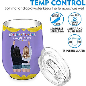 KAIRA Friends TV Show Merchandise,Friend Gifts for Women,12 oz To my Besties Wine Tumbler Cups W Lid,Stainless Steel Insulated Outdoor Wine Glasses, Birthday Christmas Friendship Gifts For Women