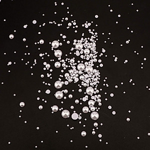 SAVITA 5600Pcs 2/3/4/5/6/8/10mm White Flat Back Pearl Half Round Pearls Beads Satin Luster Loose Beads Gems for DIY Craft Necklaces Bracelets Jewelry Decorations Wedding Dress Nail Art Making