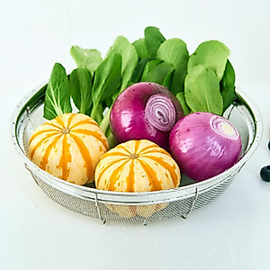 Fine Mesh Strainer for Kitchen, Stainless Steel Colander Bowl for Pasta, Rice, Fruit, Metal Net Baskets with Resting Base - Strain, Drain, Rinse （Diameter 8.67 inch）