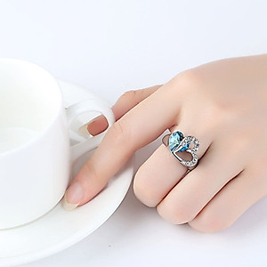 Stretch Rings for Women in Jewelry Anniversary Jewellry Rings Gift Women's Plated Fashion Copper Zircon Rings Rings Crystal Rings for Women Spiritual (Blue, One Size)