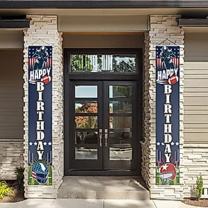 5665 Football Birthday Porch Sign Door Banner Decor Blue – Sport Super Bowl Game