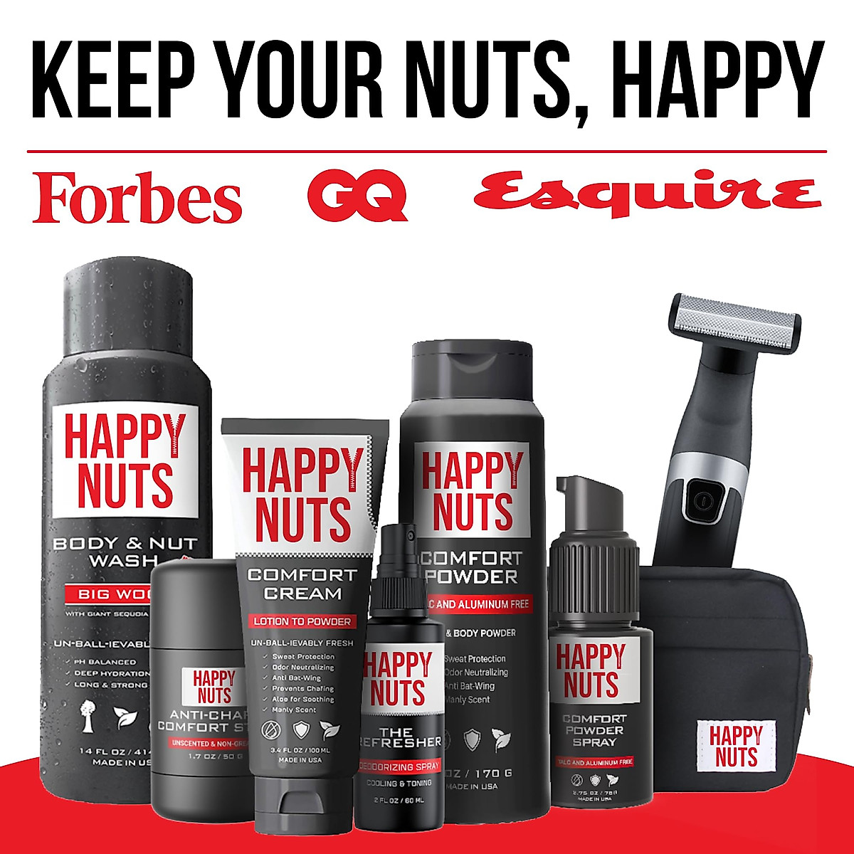 Happy Nuts Comfort Powder Spray: Anti Chafing & Mens Deodorant, Aluminum-Free, Sweat and Odor Control for Jock Itch, Groin and Men's Private Parts (2.75 Ounce (Pack of 1), Original)