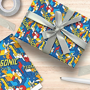 Danilo Sonic The Hedgehog Wrapping Paper, Two Sheet, Two Tags, Officially Licensed Gift Wrap, Recyclable, 70 x 50 when opened, multi-coloured