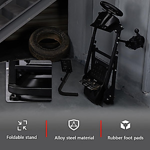 Dardoo Racing Wheel Stand Frame Foldable Fit for Logitech G920 G25 G27 G29 G923, Thrustmaster T80 T150 Driving Force PS4, Adjustable Sim Racing Cockpit Without Steering Wheel Shifter and Pedal