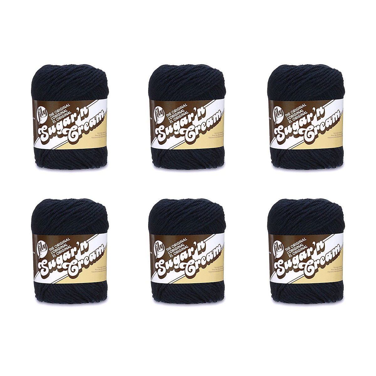 Lily Sugar'N Cream Bright Navy Yarn - 6 Pack of 71g/2.5oz - Cotton - 4 Medium (Worsted) - 120 Yards - Knitting/Crochet