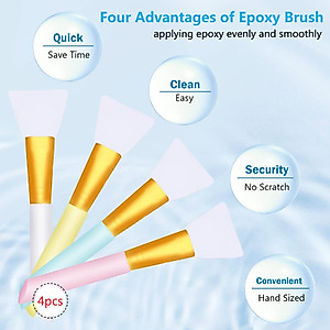 Silicon Epoxy Brushes Set for Making Epoxy Glitter Tumblers, Reusable Flexible Epoxy Application Sticks for Spreading an Even Coat of Epoxy Resin on Tumblers and Cups (Pack of 4)