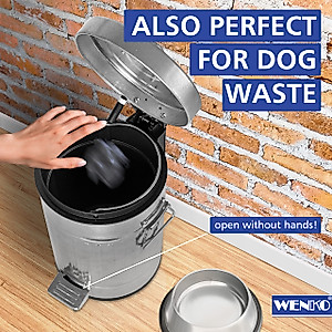 WENKO Step Trash Can with Lid and Pedal, Retro Metal Garbage Bin, for Bathroom, Kitchen, Office, Soft Close, 0.79 Gallon, 6.7 x 10.6 x 6.7 in, Gray