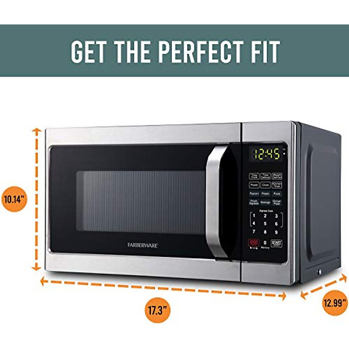 Farberware Classic Microwave Oven, 0.7 Cu. Ft., 700-Watt, with Child Lock, Brushed Stainless Steel