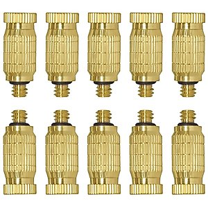 Joywayus 10/24 UNC Thread Brass Misting Nozzles Atomizing High Pressure Misting Sprayer Water Hose Nozzle for Greenhouse, Landscaping, Outdoor Cooling Mister System (Pack of 10)