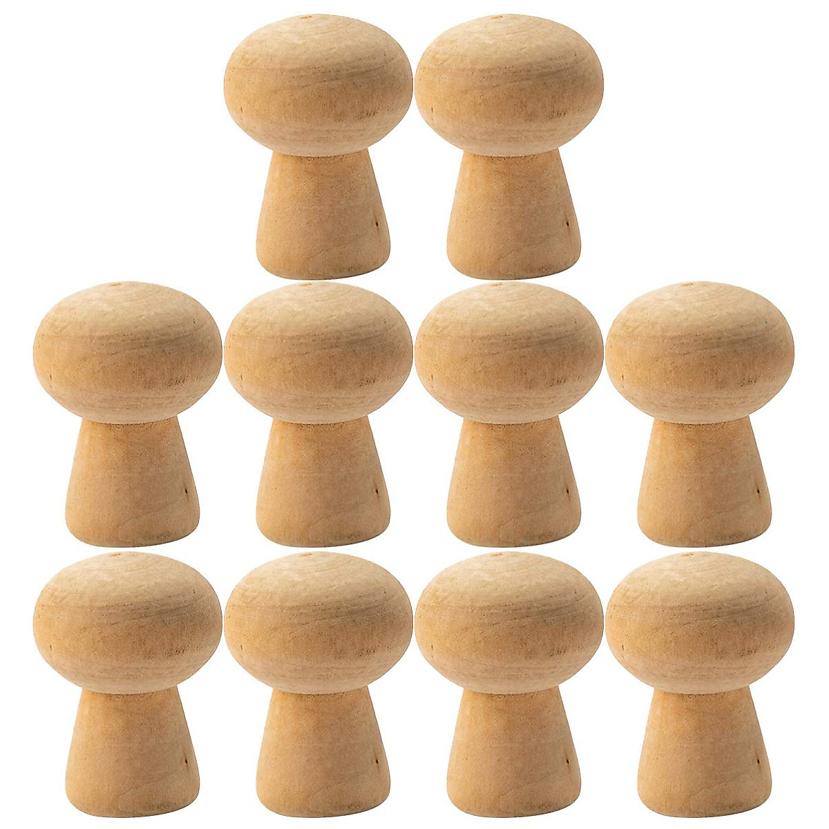 Kisangel 10pcs Wooden Mushroom Unfinished Wooden Peg Dolls Bodies Mushroom Head Kid Painting Wooden Doll for DIY Decoration Arts and Crafts Birch and Maple Wood Turnings