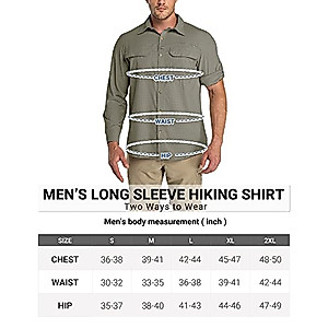 Outdoor Ventures Men's UPF 50+ UV Sun Protection Shirt, Long Sleeve Hiking Fishing Shirt Cooling Quick Dry for Safari Travel Green Gray