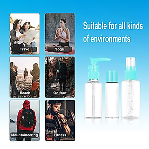 Vitog Travel Bottles Kit, TSA Approved Leak Proof Portable Toiletry Containers Set, Clear flight size PET Cosmetic Containers for Lotion, Shampoo, Cream, Soap, Set of 11 (Blue+Plastic)
