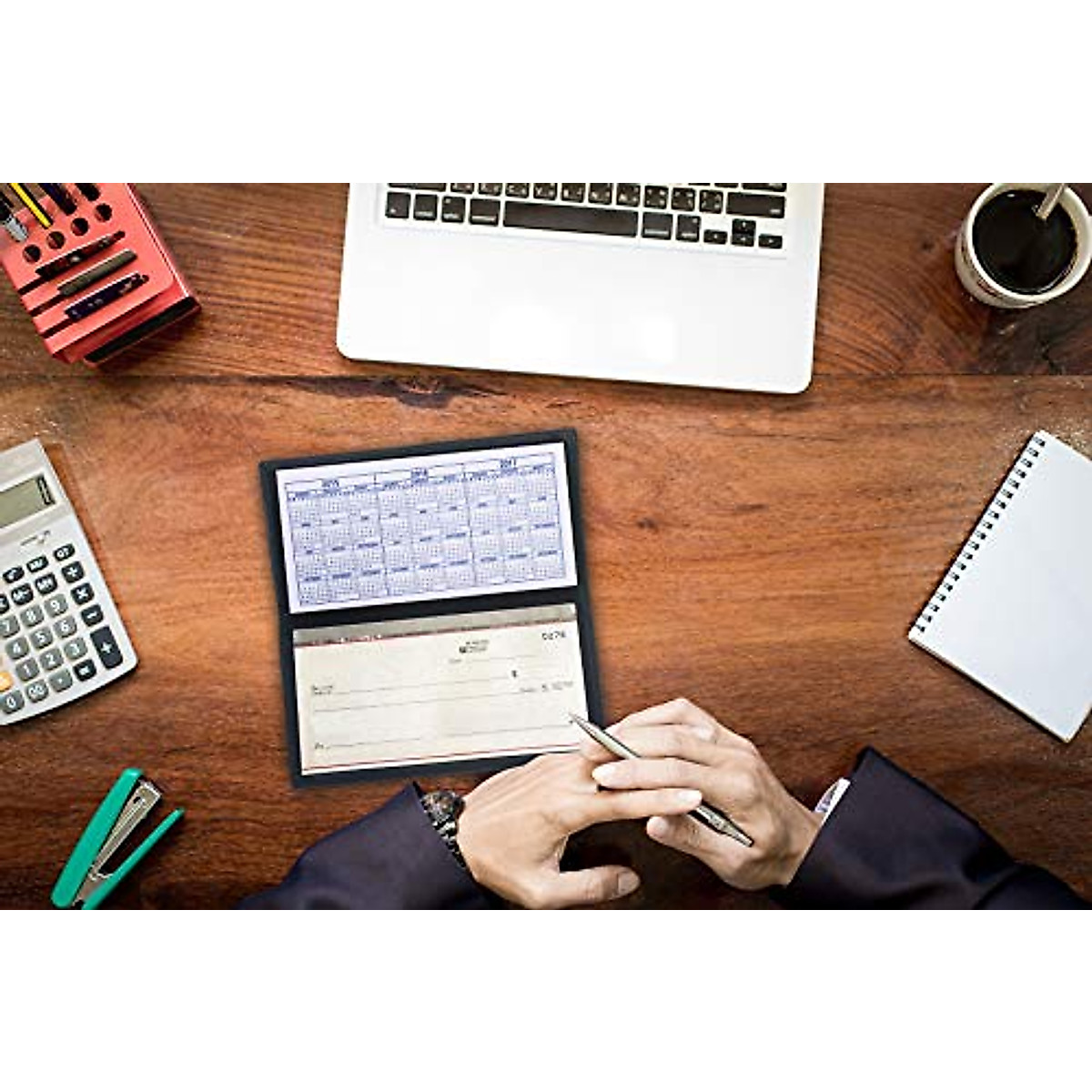 Black Basic Genuine Leather Checkbook Cover For Men & Women