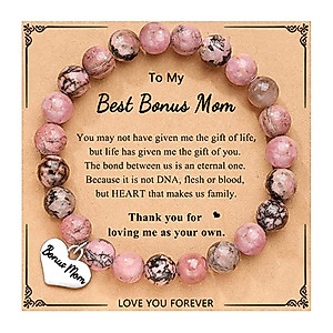 Kilener Bonus Mom Stepmom Gifts Bracelet from Daughter Son Mothers Day Gifts for Step Mom Beaded Bracelets for Women Stepmother Gifts for Christmas Birthday Thank You Gift for Mother in Law Bracelet