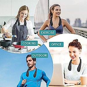ailyfu Portable Neck Fan, Personal Fan Bladeless Fan, 3 Speeds Adjustment, Lower Noise, Rechargeable, USB Powered Neck Fan for Outdoor Indoor Use (Black)