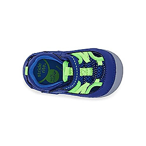 Stride Rite Baby Boys Soft Motion Tobias First Walker Shoe, Blue/Lime, 3 Infant