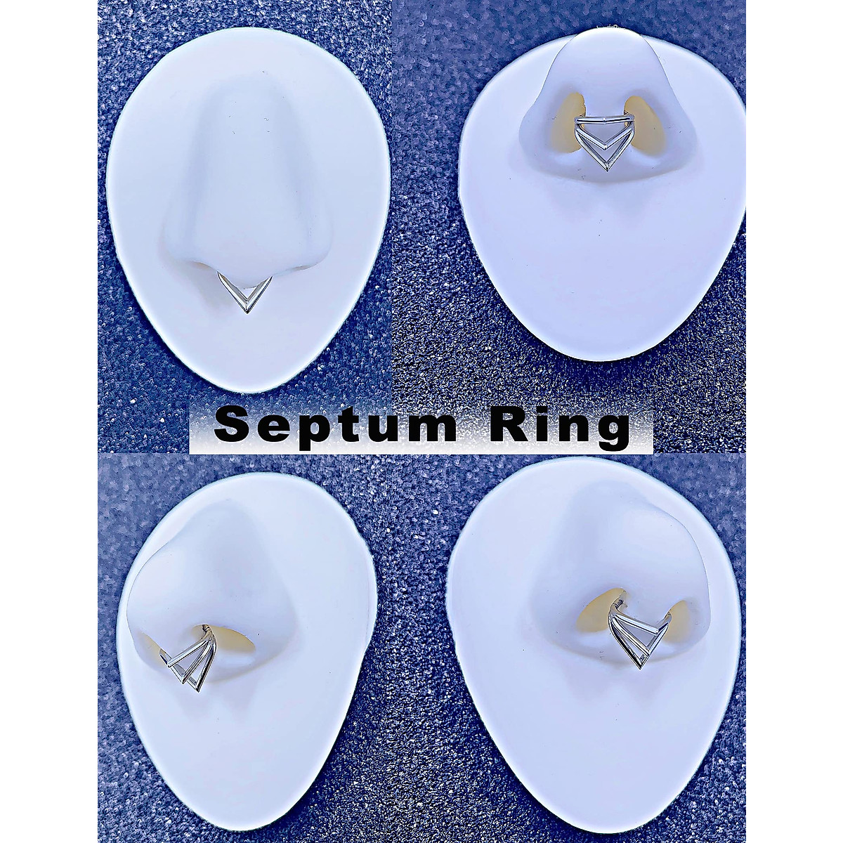 16G 8mm Silver Nose Rings Lip Septum Clicker Triple Open Stack Conch Daith Piercing Jewelry Teardrop Cartilage Earring Hoop 316L Surgical Steel Conch Daith Helix Rook Lobe Earring Teardrop Earring