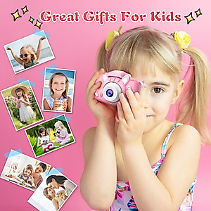 Kids Camera for Boys and Girls, ACIXX Digital Camera for Kids Toy Gift, Toddler Camera Christmas Birthday Gifts for Age 3-12 with 32GB SD Card, Video Recorder 1080P IPS 2 Inch(Pink)