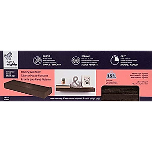 HIGH & MIGHTY 515603 Modern 18" Floating Shelf Holds up to 15lbs, Easy Tool-Free Dry Wall Installation, Flat, Retail Packaging, Espresso