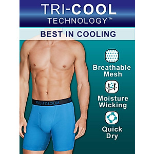 Fruit of the Loom mens Breathable (Regular & Big Man) Boxer Briefs, Long Leg - Micro Mesh 3 Pack Flex Side Panels, Small US