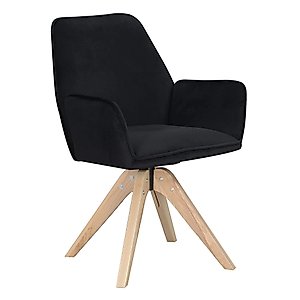 Convenience Concepts Take a Seat Miranda Swivel Accent Chair, Blue Velvet/Natural Wood