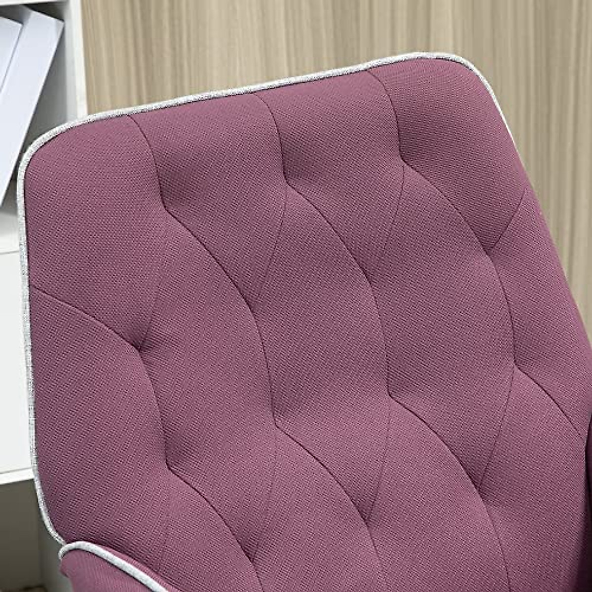 Vinsetto Modern Mid-Back Tufted Spandex Home Office Desk Chair with Adjustable Height, Swivel Adjustable Task Chair with Padded Armrests, Purple