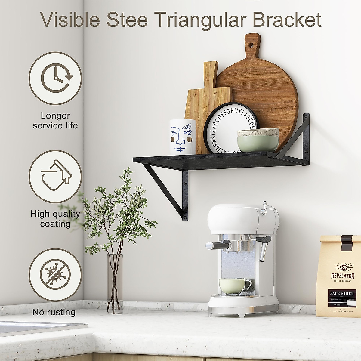 Fun Memories Deep Floating Shelves for Wall, 12 Inch Deep Black Floating Shelves Set of 2, 16" W x 12" D Wall Shelf, Wide Display Ledges Shelves for Bedroom, Bathroom, 12 Deep Bookshelf Wall Mounted