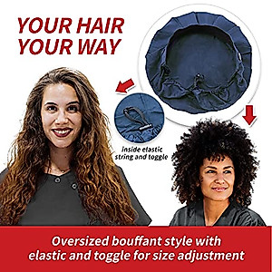 ABAMERICA Bouffant Caps with Button and Sweatband, Adjustable Scrub Caps for Women Men, Satin Layer