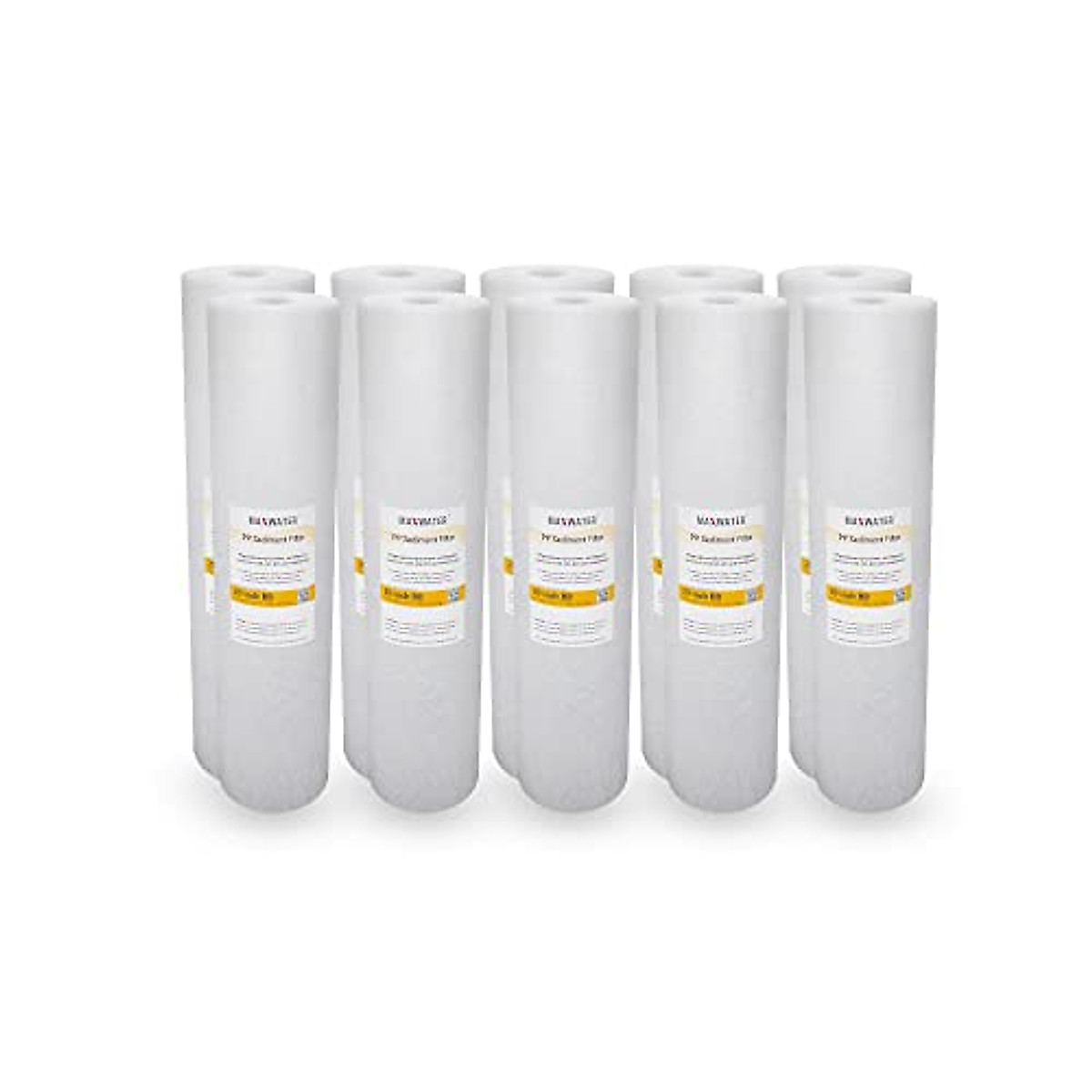 Max Water 20 inch x 4.5 inch, 5 Micron Replacement Sediment Water Filter Cartridge for Whole House, Melt Blown Filtration Fiber for Heavy Duty (Pack of 10)