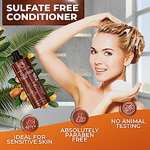 Moroccan Argan Oil Conditioner - Sulfate Free, Anti Frizz Hydrating Thickening Care for Women and Men - Deep Moisturizing Treatment for Color Treated, Curly, Frizzy, Damaged and Dry Hair