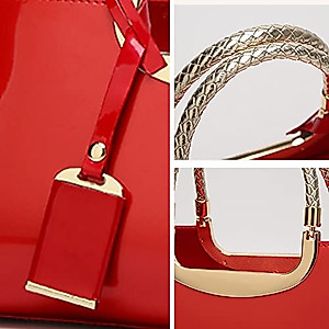 jessie Patent Leather Structured Shoulder Handbag Women Evening Party Satchel Crossbody Top Handle Bags (Red)