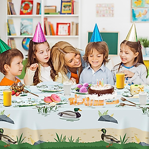 101 Pcs Mallard Duck Party Decorations Tablecloth Tableware Set, Mallard Duck Theme 1st Birthday Party Decor, One Lucky Duck Party Supplies, Duck Hunting Party Plates Napkins for Baby Shower, Serve 25