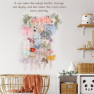 Bow Holder for Girls Hair Bows,POVETIRE Hair Clips Hanging Organizer Baby Headband Storage Hair Accessory Display for Wall Room Baby Nursery Decors