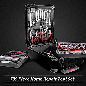 Tool Box with Tools, Tool Sets for Men, ToolKit with Rolling Tool Box, Complete Tool Box Set, Home Repair Tool Set, Mechanic Tool Set as Gift on Father's Day