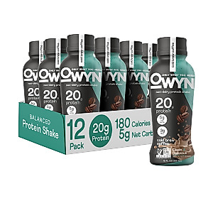 OWYN Only What You Need Vegan Plant-Based Protein Shake, Cold Brew Coffee, 12 Pack, with 20g Plant Protein, Omega-3, Prebiotic supplements, Superfoods Greens Blend, Gluten-Free, Soy-Free, Non-GMO