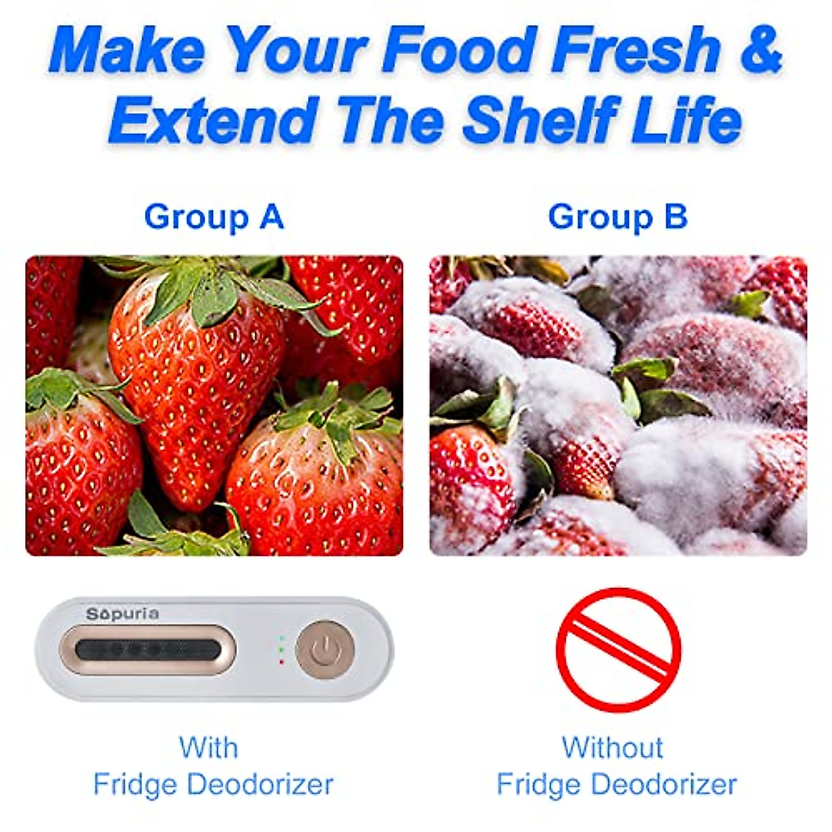 SOPURIA Fridge Deodorizer Portable Refrigerator Freshener Mini Odor Eliminator for Refrigerators, Closets, Toilets, Car, Pet Home and Small Confined Spaces