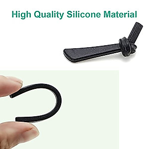 Junsika Eyeglass Temple End Tips Soft Silicone Anti Slip Eyeglass Replacement Temples for Flat Thin Eyeglass Legs 8 Pairs Black