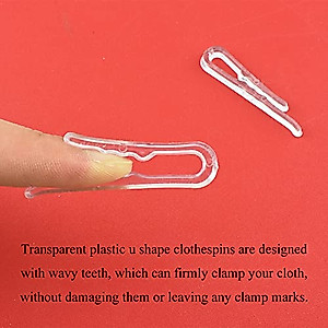 HAHIYO 2 inches/50mm 120Pcs Clear Plastic U Shape Alligator Clips Clothespins Garment Shirt Folding Clips with Teeth for Sewing Room Folding Board Sock Tie Pant Securing Fabric to Comic Book Board